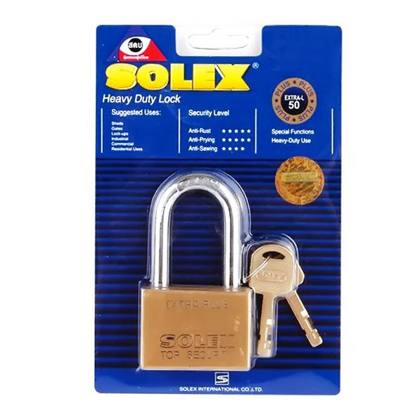 SOLEX PADLOCK EXTRA PLUS L 50MM. BRASS – EmeraldGlobalLimited